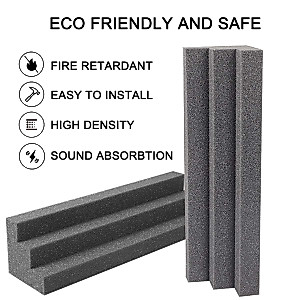 24 Pack Bass Traps Acoustic Foam Panels Sound Proof Padding 12" X 3" X 3", High Density Studio Foam for Corner Soundproofing Foam, Sound Proof Foam Panels Corner Block
