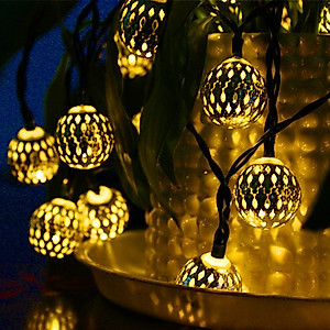 Globe String Lights, CMYK 20 Ft 40 Balls Waterproof LED Fairy Lights, Outdoor Starry Lights Solar Powered String Lights, Decorative Lighting for Home, Garden, Party, Festival, Warm White