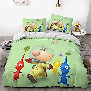 AKARDO Pik Garden Elf Game Duvet Cover Soft 3D Printed Bedding Set with Comforter Cover 3 Piece Set Includes 2 Pillowcases and 1 Duvet Cover Machine Washable (12,King (104"x90"))