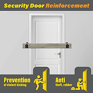 2x4 Door Barricade Bracket Heavy Duty Open Bar Security Holder Bracket Security Bar Door Stopper Fits 2x4 Boards Lumber Door Jammer and Tool Hanger for Your Home Barn Shed Garage Gate (Black-Set4-M2)