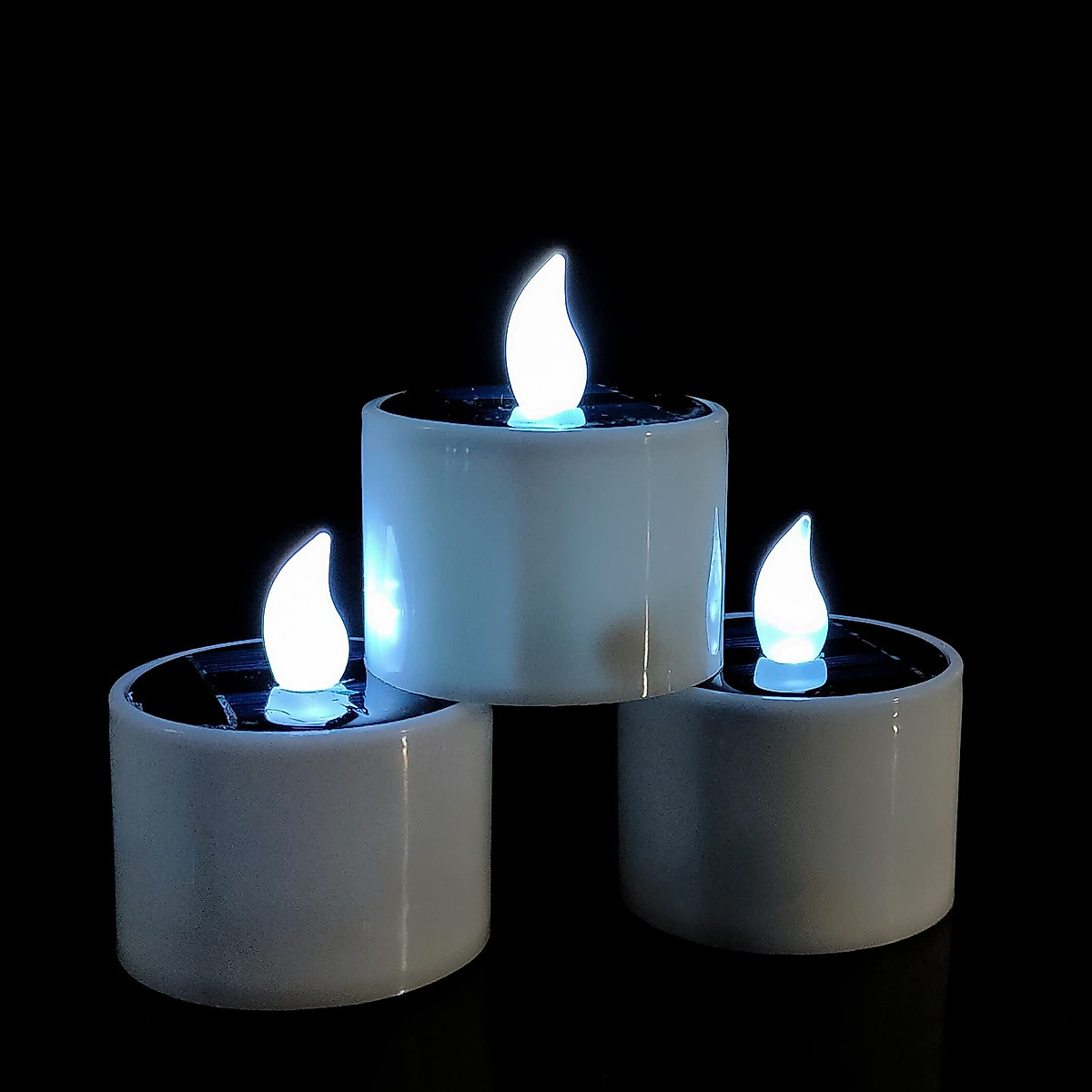 6pcs Solar Window Candles Outdoor Waterproof Flameless Flickering Led Tealights Solar Emergency Candles with Sensor Dusk to Dawn for Lantern Garden Camping Party Halloween Christmas Home Decor