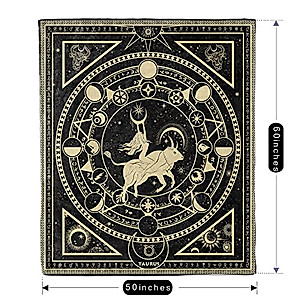Taurus Zodiac Blanket, Taurus Zodiac Gifts for Women Moon Constellation Throw Blanket Astrology Decor Witchy Taurus Birthday Gifts Gothic Soft Microfiber Blanket 60"X50"