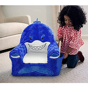 Soft Landing, Sweet Seats, Premium Character Chair with Carrying Handle & Side Pockets, Dark Blue Shark, Blue/White