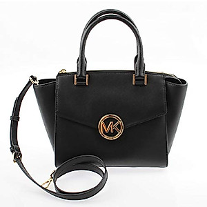 Michael Kors Hudson Medium Satchel in Saffiano Leather 35S6GHUS2L (Black)