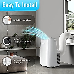 Portable Air Conditioners,8000 BTU(Ashrae) /5300 BTU (SACC), Compact Home A/C Cooling Unit with Remote Controller,Built-in Dehumidifier,Fan Modes,up to 150 Square Feet,white,New 2023 Model