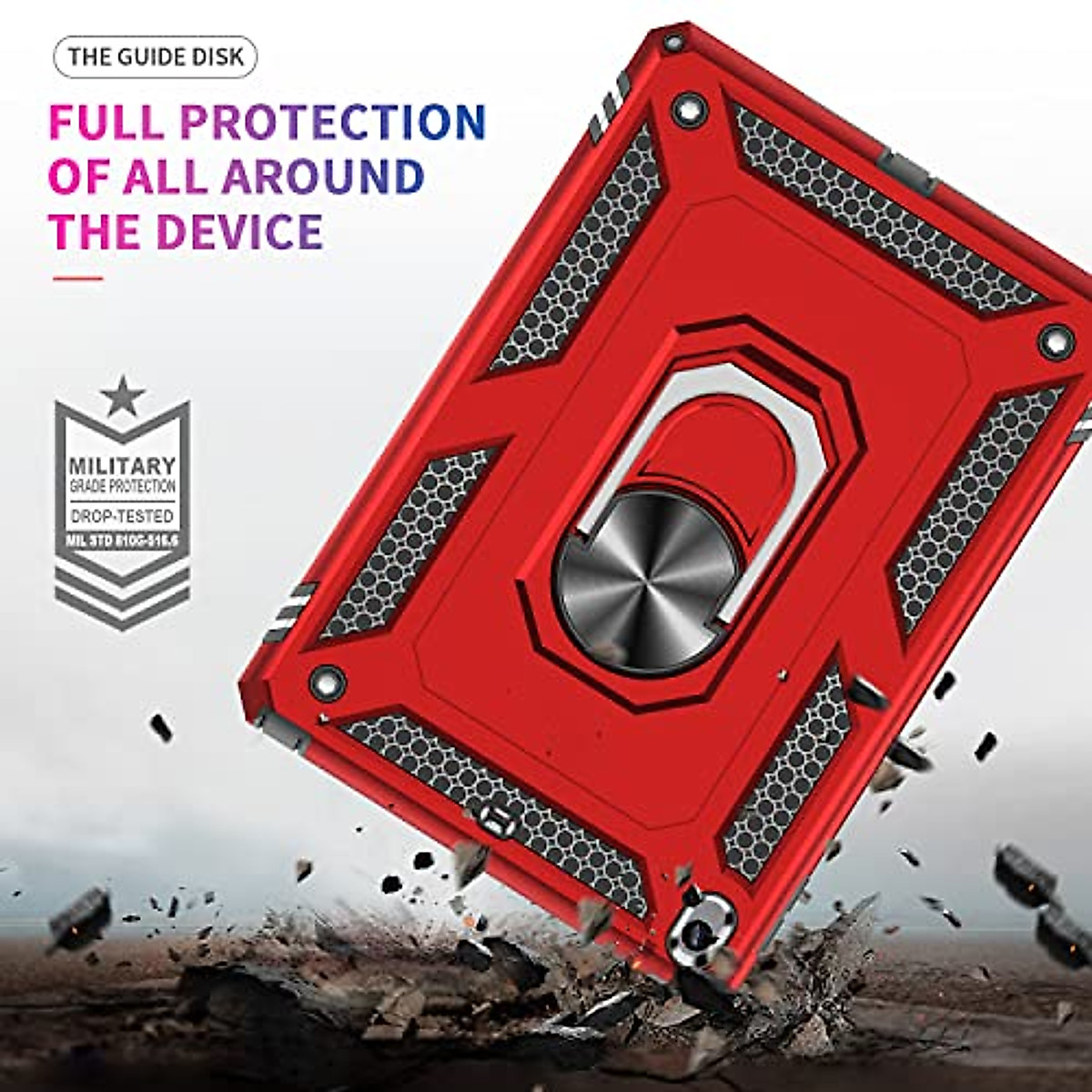 LeYi for iPad 9th Generation Case for Boys Kids, iPad 8th/ 7th Generation Case with Magnetic Stand, iPad 10.2 Case Military-Grade Shockproof Kickstand Protective Cover for Apple iPad 10.2 Inch, Red