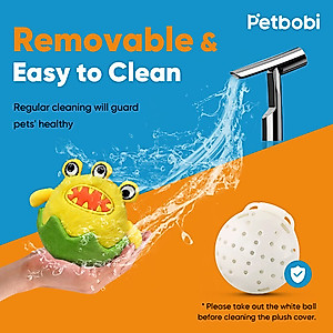 Petbobi Interactive Dog Toys Monster Active Ball for Dogs with Batteries, Self Moving Balls and Plush Cover for Small & Medium Dogs to Chase, Dog Toy Squeaky Crazy Bouncer Ball, Egg Breaker Bobby