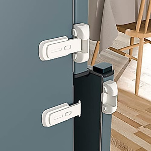2 Pack Child Proof Fridge Lock, Refrigerator Fridge Freezer Door Latch to Keep Closed, Refrigerator Door Lock for Toddlers and Aging Seals, Easy to Install and No Unsightly Straps Required (White)