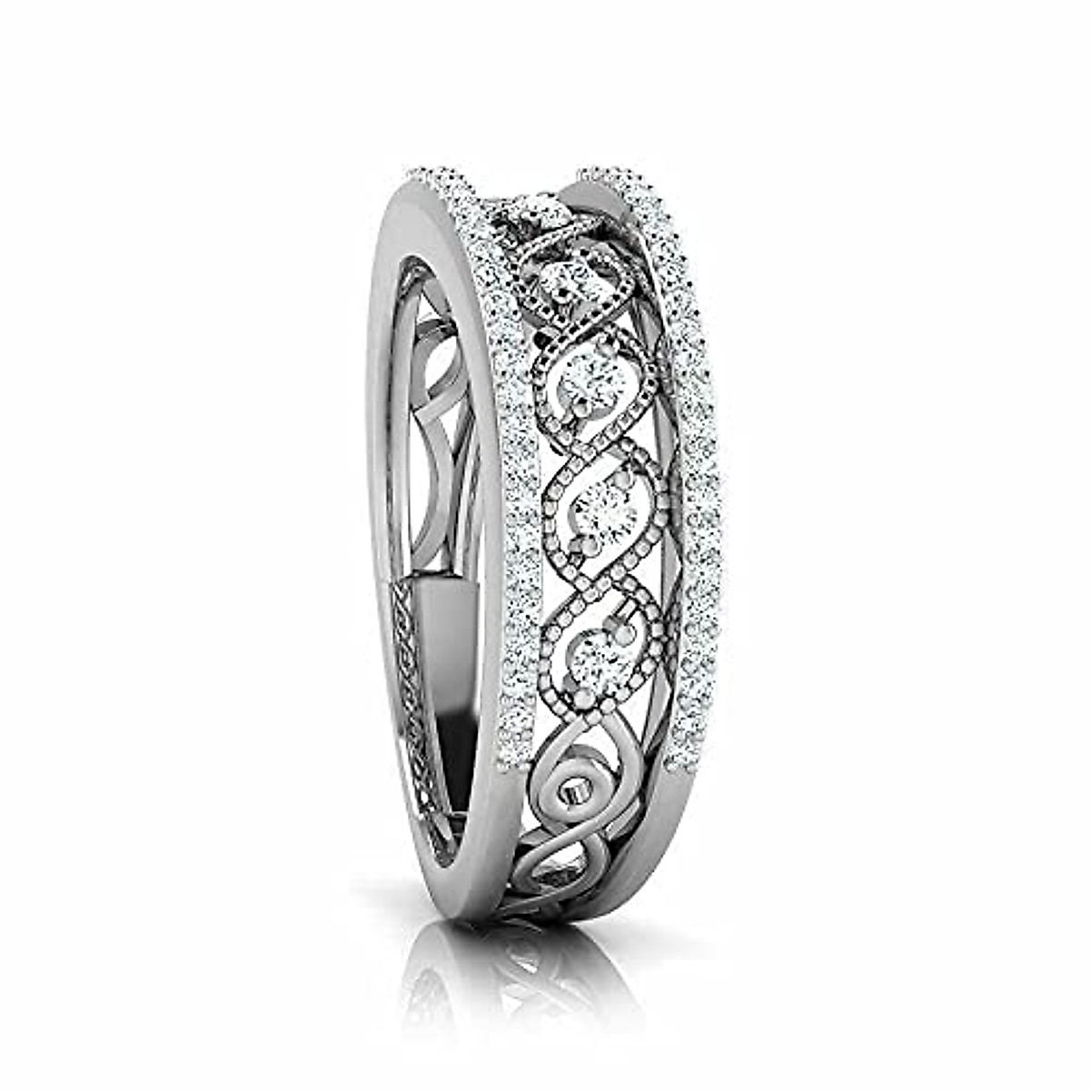 3.5ct Round Cut Diamond Milgrain Vintage Wedding Ring Band 14k White Gold Plated (8)