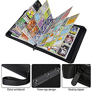 LIUDU Card Binder 9-Pocket,720 Pockets Game Cards with 40 Sleeves,Trading Card Collection Zipper Binder Holder for Kids Gifts (Black 720Pockets)