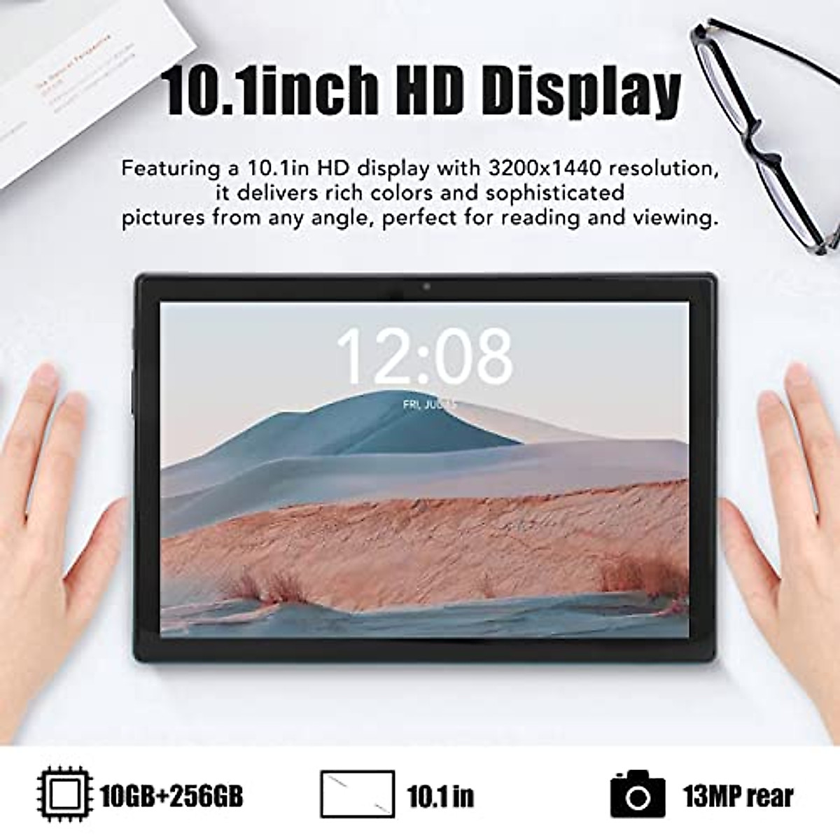 Yoidesu 10.1in Tablet, Tablet Computer HD 10GB 256GB WiFi for 11, 4G LTE Dual SIM Dual Standby Calling Tablet PC (Blue)