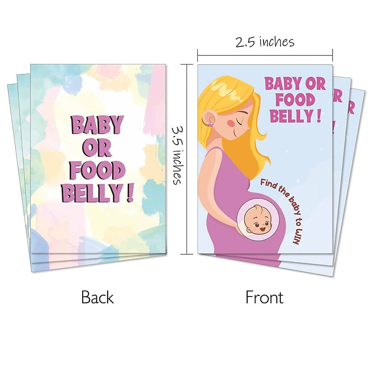 Cute Baby Shower Scratch off Cards Games, Baby or Food Belly,Scratch Off Lottery Sticket Raffle Cards Baby Shower Game - Funny Tickets 5 Winners Card and 5 Different Loserc Card Designs, 45 Cards