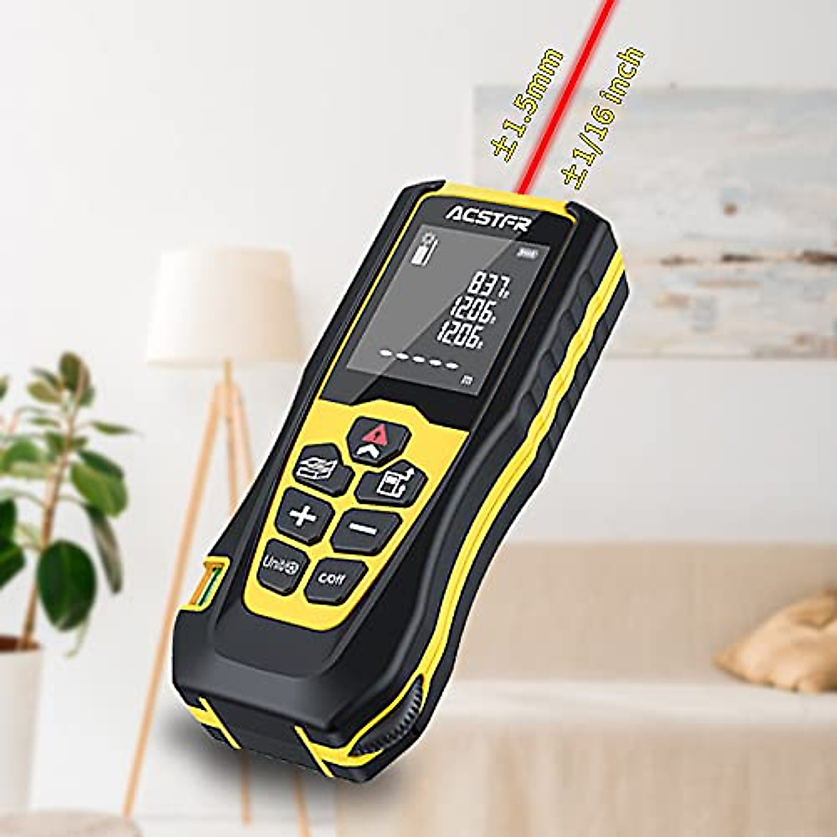ACSTFR Laser Distance Measure, 165ft Laser Distance Meter, Area Volume and Curved Path Measurement, M/in/Ft Unit Switch with HD LCD Display