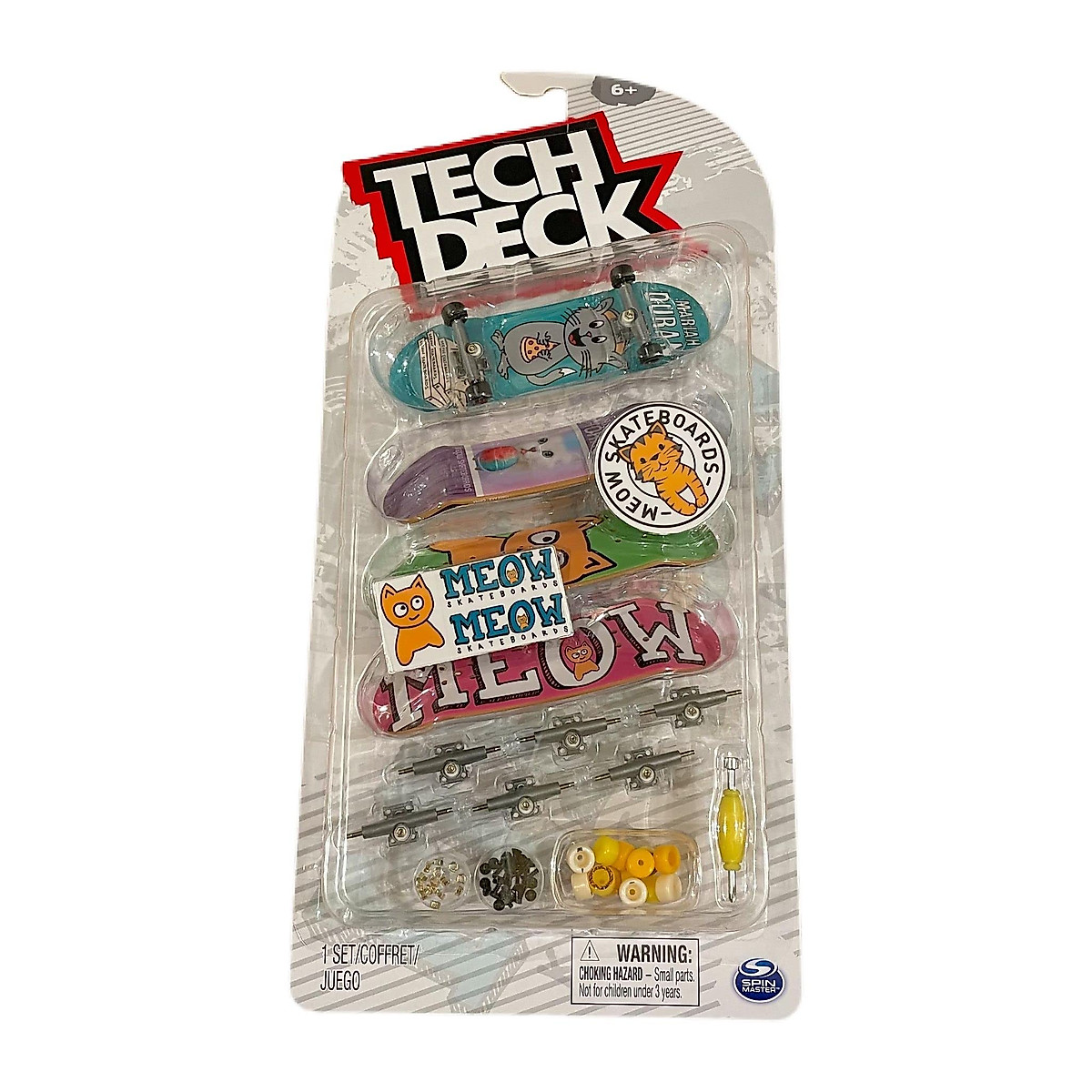 Tech Deck Deluxe Sk8shop 4 Pack Mini Skateboard Fingerboard Multi (Meow Skateboards), Boys