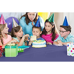 Exquisite 54 Inch X 100 Feet Navy Plastic Table Cover Roll in A Cut - to - Size Box with Convenient Slide Cutter. Cuts Up to 12 Rectangle 8 Feet Plastic Disposable Tablecloths