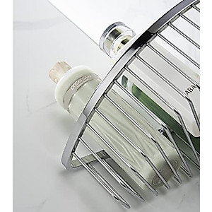 Segistan Bathroom Corner Shower Caddy Organizer, SUS304 Stainless Steel Heavy Duty Rust-Proof Bathroom Shelf Organizer Shampoo Holder, Wall Mounted Storage Rack for Bathroom Kitchen, Brushed Chrome