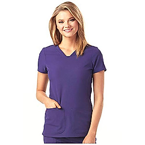 HeartSoul Break on Through Women Scrubs Set Shaped V-Neck Top 20710 & Drawstring Pant 20110 (Grape M/M)