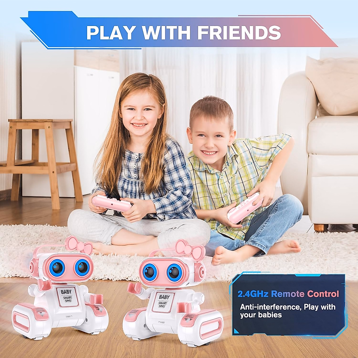 Robot Toy, Robot Toy for Kids, Remote Control Robot with Colorful LED Eyes & Music, Rechargeable RC Robots for Kids, Smart Talk Robot Toy for Children 3, 4, 5, 6, 7, 8 Years Boys & Girls Birthday Gift