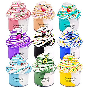 9 PCS Butter Slime Kits Strechy Non-Sticky and Glossy Slime,Scented Slime Mud,Butter Slime Stress Relief Toy for Girls and Boys Birthday Gifts