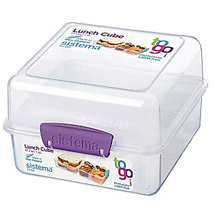 Sistema To Go Collection Lunch Cube Compact Food Storage Container, 5.9 Cup, Color Varies | Great for Meal Prep | BPA Free, Reusable