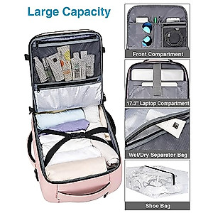 Rolling Backpack with 4 wheels, 17 inch Travel Laptop Backpack for Women with Shoe Pouch, Large Wheeled Backpack Carry on Luggage, Overnight College Work Trolley Suitcase Bag Roller Backpack Adults