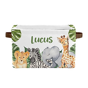 Deven Jungle Animal Forest Personalized Large Storage Baskets for Organizing Shelves with Handle,Closet Decorative Storage Bins for Bathroom,Nursery,Home 1 Pack
