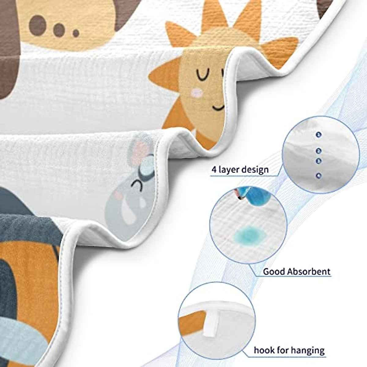 Pigsaly Cute Giraffe Koala Hooded Baby Towel Airplane Animals Baby Bath Towel Unisex Soft Organic Cotton Washcloths Toddlers Shower Gifts for Boys Girls Newborn 30 x 30 in