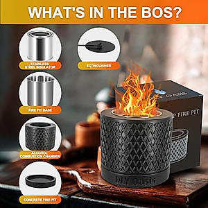 Concrete Tabletop Fire Pit - Ethanol Fire Pit, Table Top Fire Pit Bowl, Mini Fire Pit, Portable Fireplace for Indoor & Garden for Dinner Partlies, Home Decoration