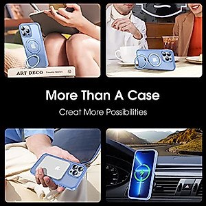 CASEKOO for iPhone 13 Pro Max Case with Magnetic Invisible Stand [Military Drop Protection] [Compatible with MagSafe] Shockproof Slim Translucent Matte Phone Cases for Men Women 6.7 Inch 2021, Blue