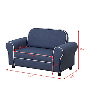 Yoonnie room Kid Sofa Chair, Linen Fabric 2-Seater Upholstered Couch,for Children Gift (Blue)