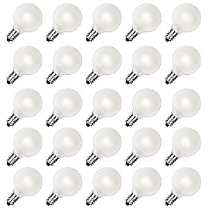 Cbebew G40 LED Frosted Light Bulbs Replacement, 0.6W Shatterproof Globe Led String Light Bulbs, Replacement Light Bulbs for Indoor Outdoor String Lights, 25Pack, Warm White