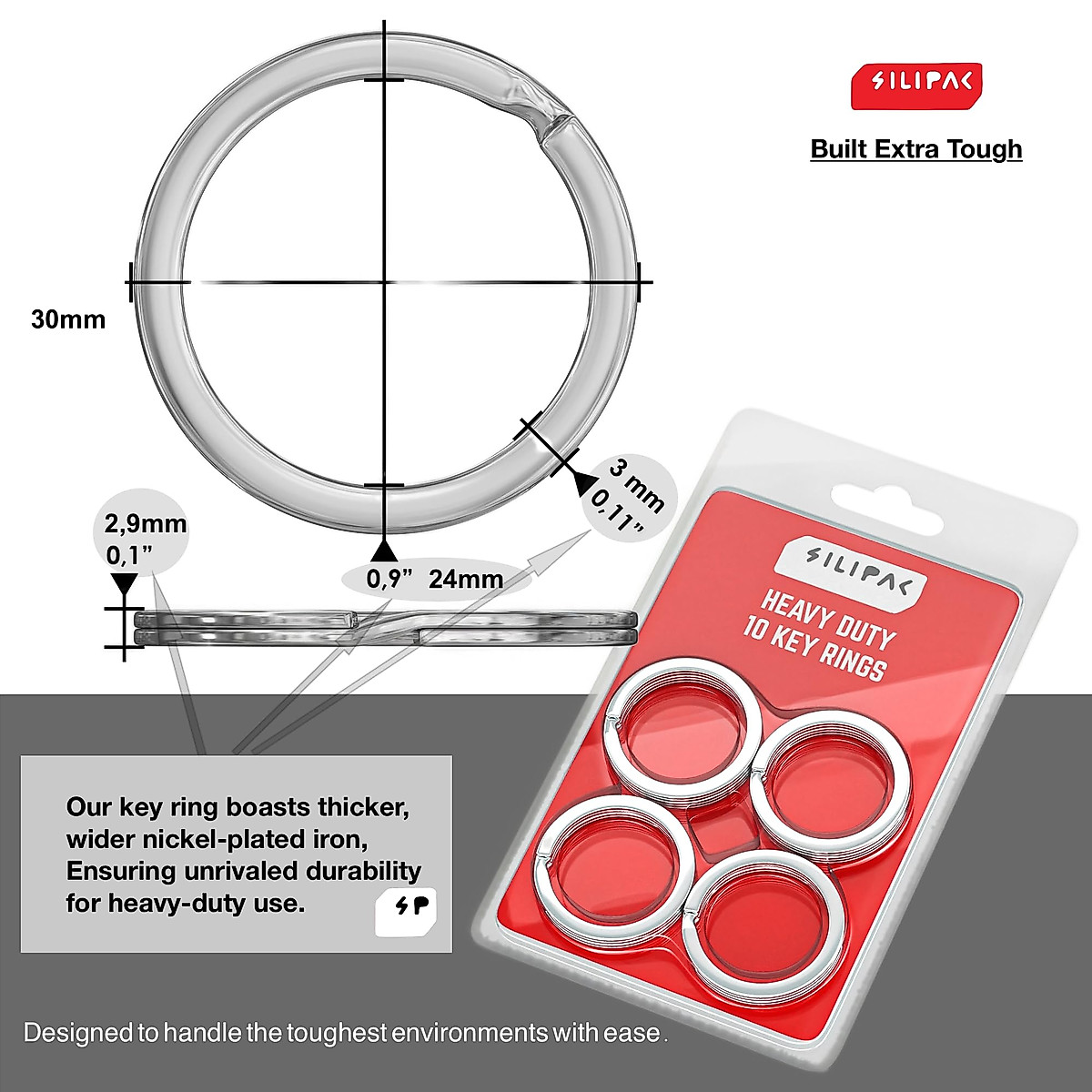 Key Rings Flat Split Keychain Bulk Heavy Duty Strong Keyring for Car Home Large Metal Dog Ring Tag Lanyards School Office DIY