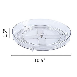 Lazy Susan Rotating Kitchen Turntable Food Storage Spinning Organizer Container for Countertop, Cabinet, Pantry, Fridge, Cupboard, Vanity, Office, Baking Supplies, Spices, Condiments - 10.5" Clear