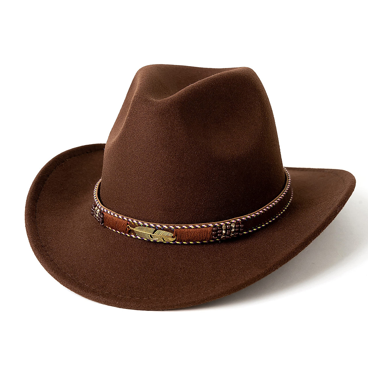HUDANHUWEI Western Cowboy Hat Wide Brim Outdoor Fedora Hat Coffee