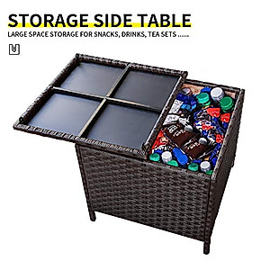 Valita Outdoor PE Wicker Chaise Lounge Set Patio Rattan Adjustable Reclining Lounge Chairs with Cushions and Matching Storage Table, Turquoise