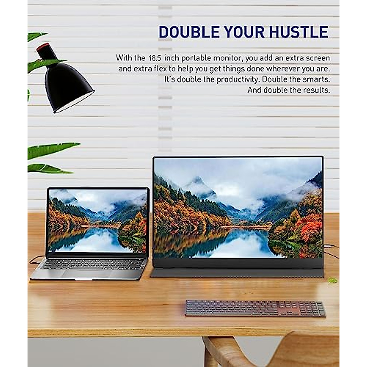 18.5 Inch Portable Monitor for Laptop, FHD 1080P 100% sRGB Travel Monitor for Laptop, Portable Computer IPS Display w/VESA, External Monitor USB-C HDR HDMI Portable Screen w/Smart Cover & Speakers