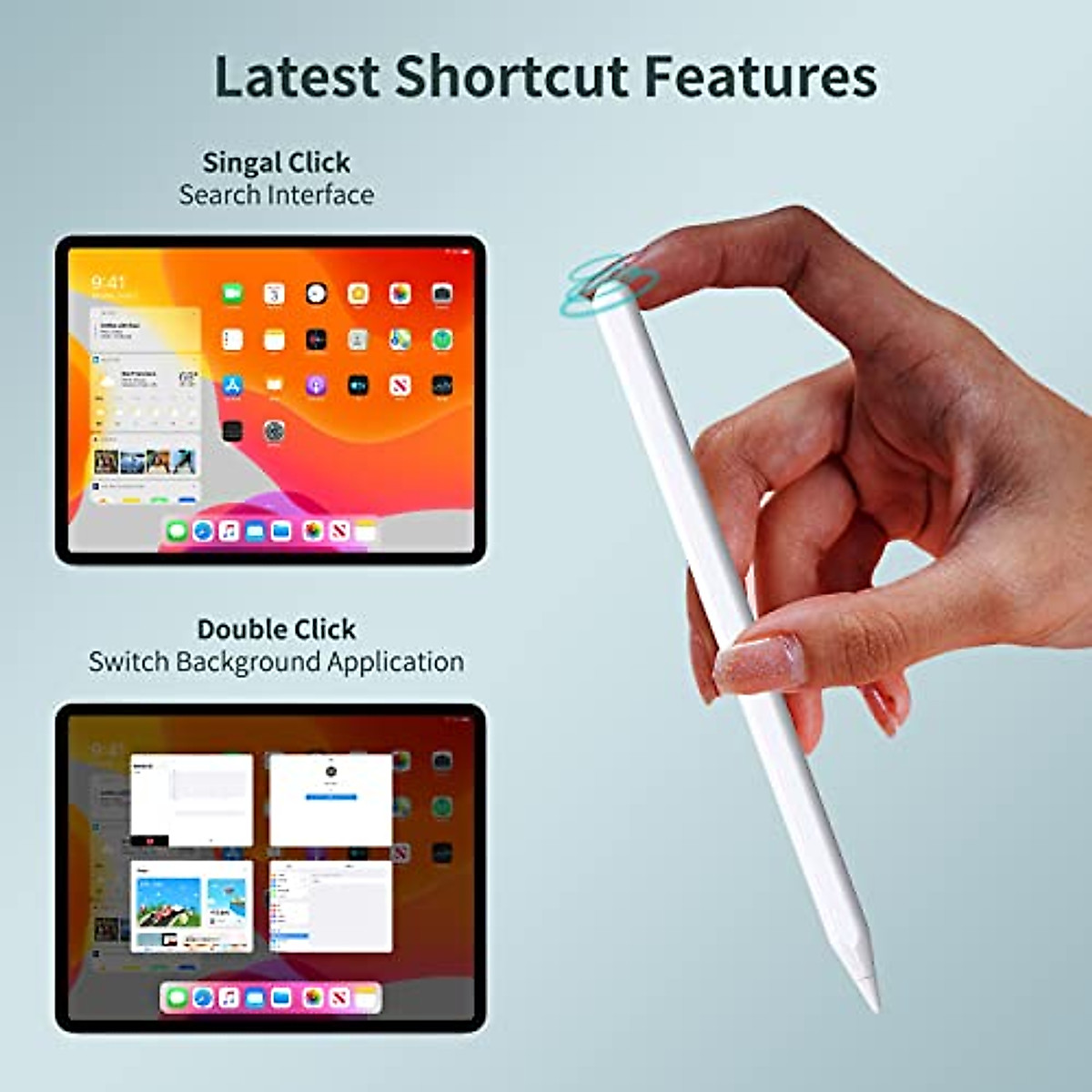 Wireless Charging Pencil for iPad with and Tilt Sensitive, Palm Rejection, iPad Pencil 2nd Generation Compatible with iPad Pro 11 inch 1/2/3/4, iPad Pro 12.9 Inch 3/4/5/6, iPad Air 4/5, iPad Mini 6