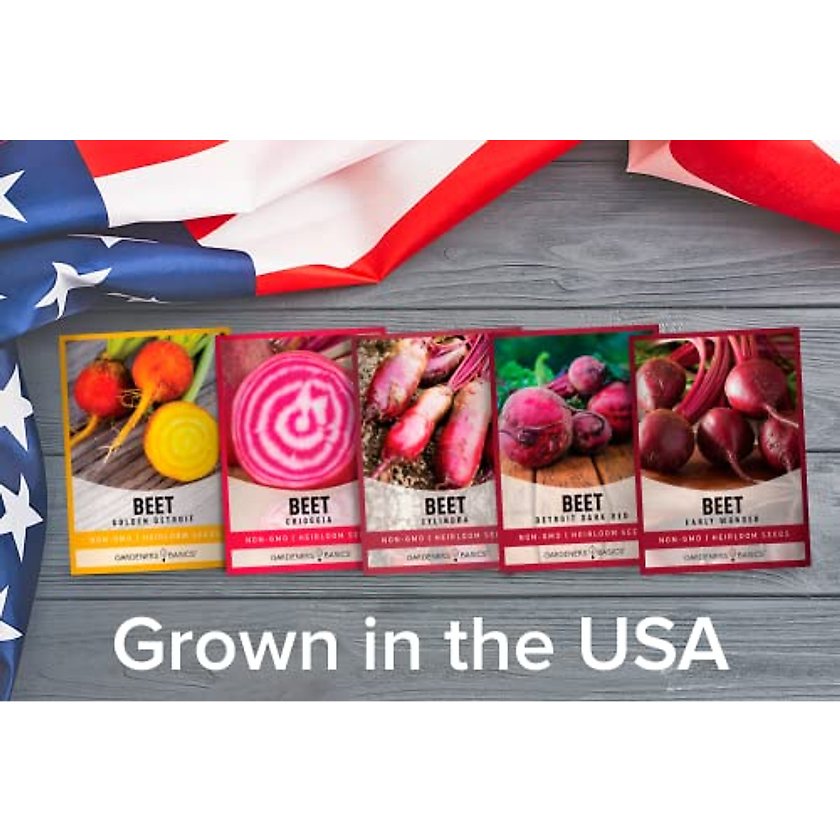 Beet Seeds for Planting Home Garden - 5 Variety Pack Detroit Dark Red, Golden Detroit, Early Wonder, Cylindria and Chioggia Great for Spring, Summer, Fall, Heirloom Veggie Seeds by Gardeners Basics