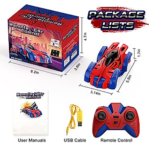 Aomifmik Wall Climbing Remote Control Car, 360° Rotating RC Stunt Car with Headlight, Rechargeable RC Car Toys for 3 4 5 6 7 8-12 Year Old Boys Girls Kids