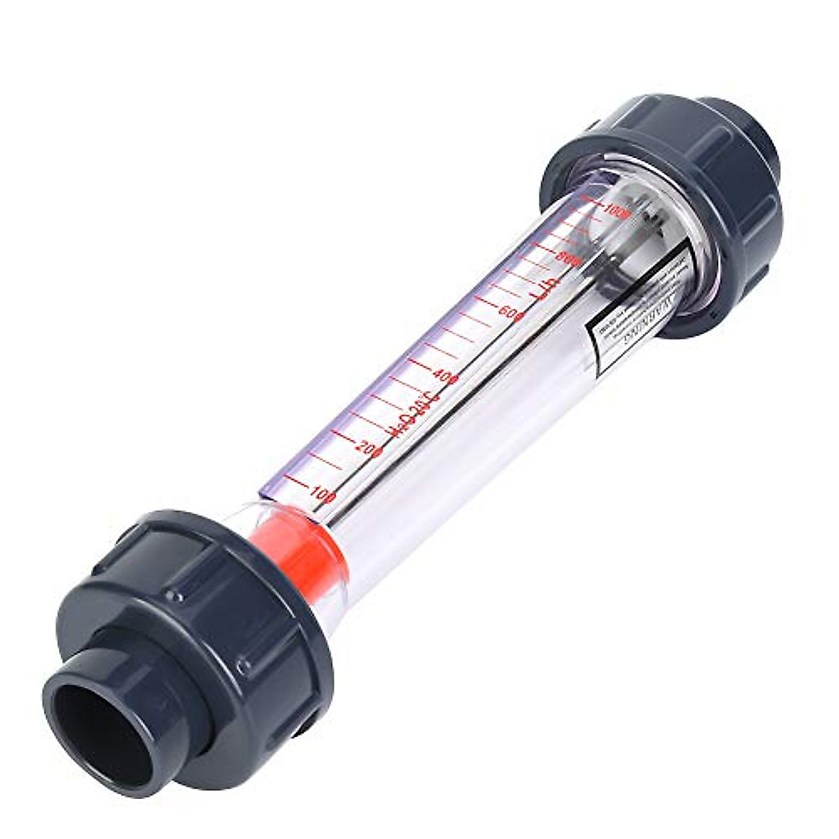 LZS-20(D) Plastic Tube Liquid Flowing Meters 100-1000L/H Liquid Flowing Rate Gauge 25mm/1in Water Rotameter Flat Mouth Hydraulic Valve Fittings Liquid Measuring Tool