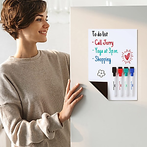 Mr. Pen- Magnetic Dry Erase Whiteboard, 12" x 8.3", Magnetic Dry Erase Board Sheet with 4 Dry Erase Markers, Magnetic Whiteboard for Fridge, Fridge Whiteboard, Dry Erase Board Magnetic