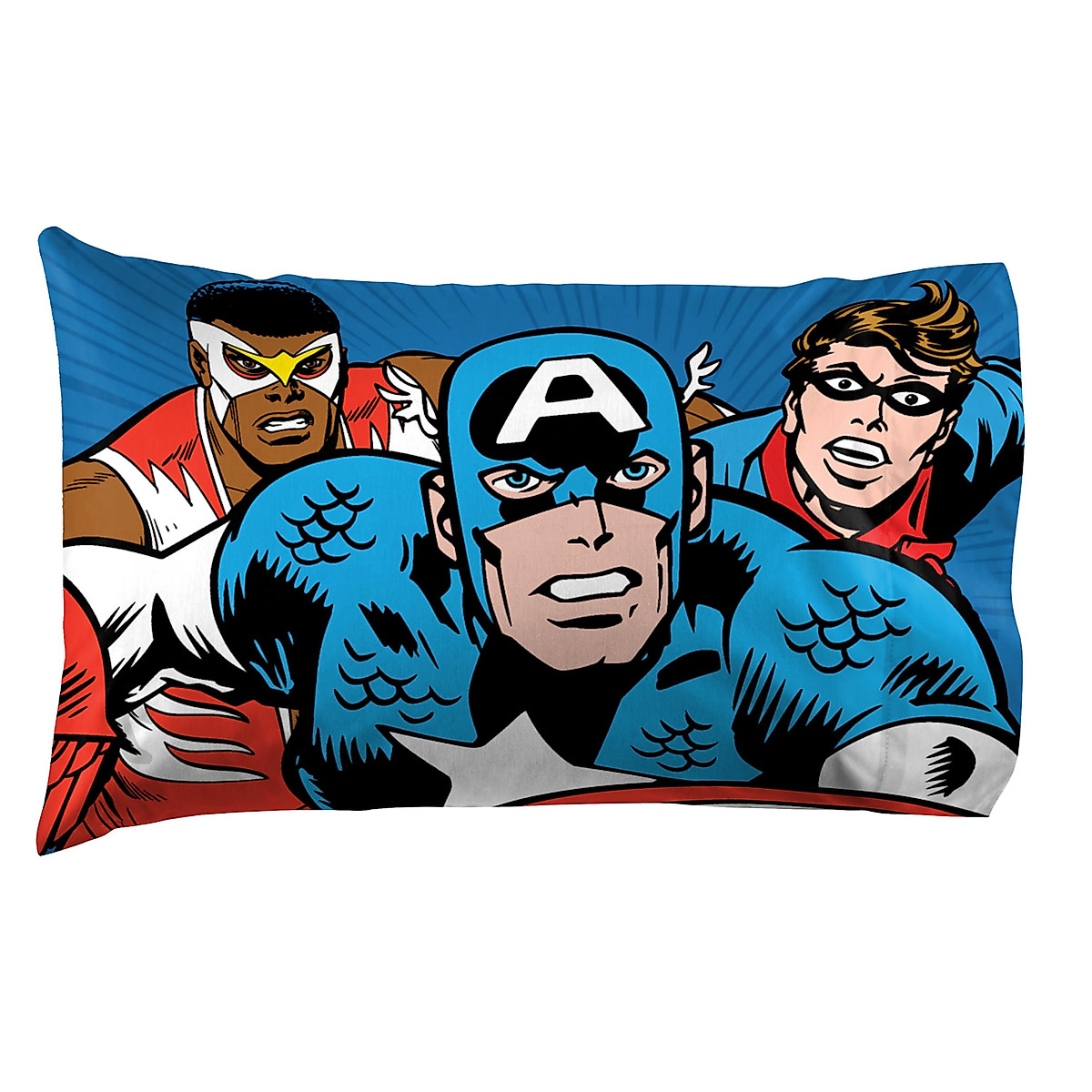 Jay Franco Marvel Comics Avengers Twin Size Sheet Set - Super Soft Kids 3 Piece Bedding Set Features Captain America, Falcon & Bucky Barnes - Microfiber Sheets Includes Reversible Pillow Cover