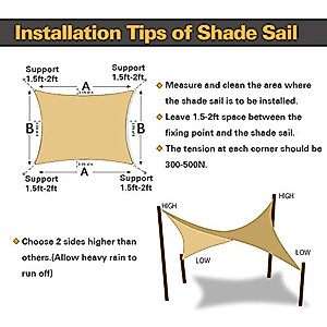 Cisvio 8'x10' Sand Rectangle Sun Shade Sail Canopy UV Block Awning Heavy Duty Commercial Shade Sail for Patio Grade Garden Backyard
