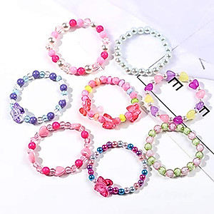G.C Butterfly Beaded Bracelet for Girls Colorful Kids Gift Toy Stretchy Costume Jewelry Set Dress up Play Party Favors Present Crystal Friendship Jewelry for Baby Toddler Little Girl