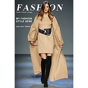 JASGOOD Women's Wide Elastic Stretch Adjustable Waist Belt Fashion Snake Pattern (Suit Waist 36-42 Inch, Black)