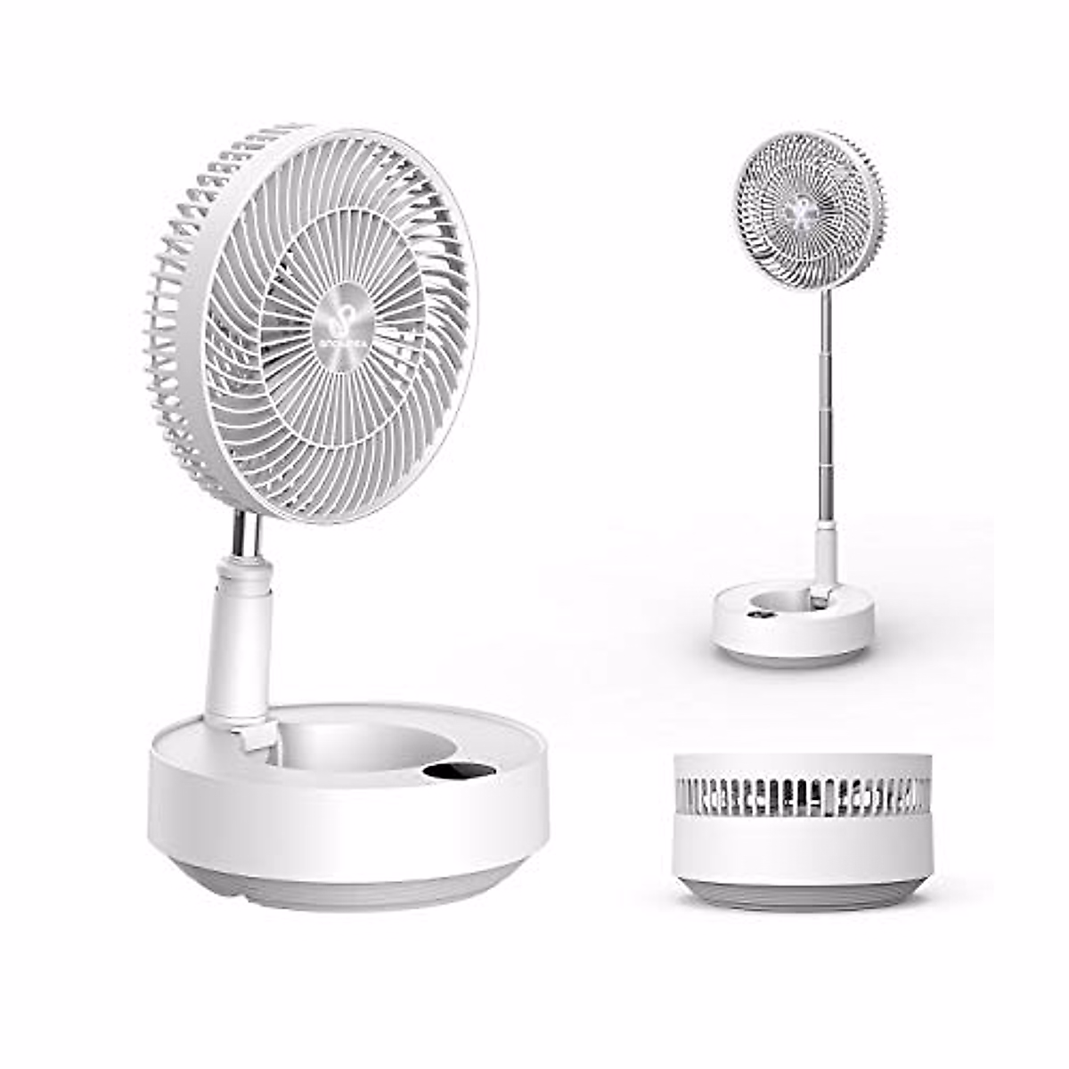 Snowpea Quiet Desk Fan Oscillating Room Fan 5 Speeds 25dB Silent Table Fan Air Circulator Fan with Remote Control 8000mAh Battery for Outdoor Bedroom Office Living Room (White)