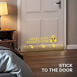 fowong Door Draft Stopper 30 Inch Weighted Under Door Draft Blocker, Soundproofing Noise Stopper Block Cold Air/Wind/Breeze, Oatmeal
