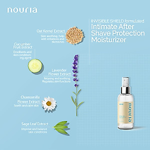 NOURIA Intimate After Shave Protection Moisturizer By Coochy Plus - FRAGRANCE FREE: Delicate MOISTURIZING PLUS Soothing Mist For The Pubic Area & Armpits – For Razor Burns, Itchiness & Ingrown Hairs