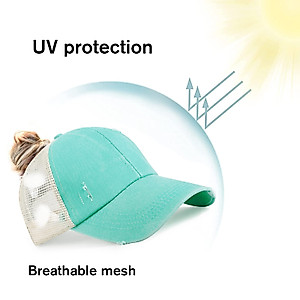 kozinu Ponytail Hats Baseball Hat Mesh Washed Distressed Dad Hat Vintage Cotton Trucker Hat for Women