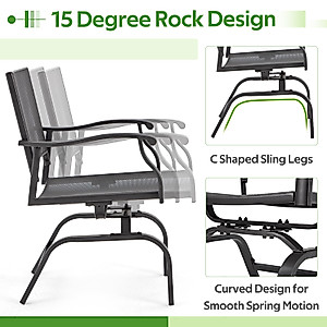 Danrelax 35" Outdoor Patio Dining Chairs Set of 2, Metal Sling Chairs with Spring Motion, for Patio, Porch, Deck, Backyard - Grey